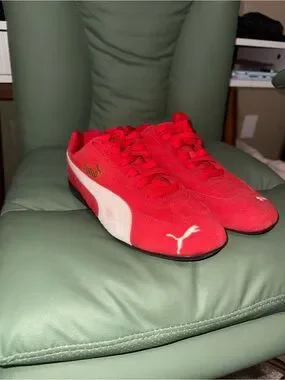 Puma | Shoes | Puma Red Suede Athletic Sneakers | Poshmark